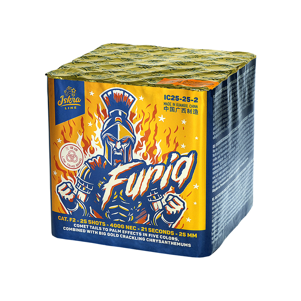 Iskra Furia – 25 Schuss Farb- & Gold-Power für dein Feuerwerk